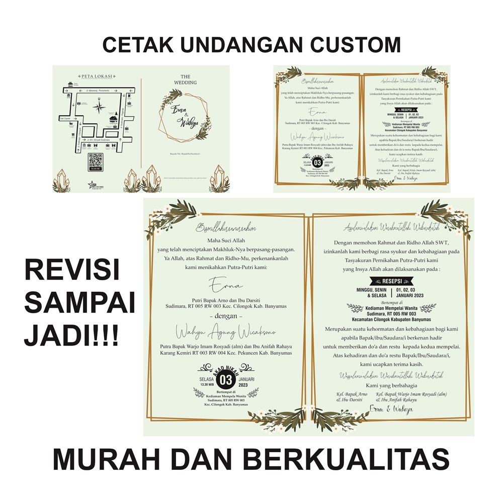 Jual Cetak Undangan Pernikahan Custom 100 Pcs Free Desain | Shopee ...