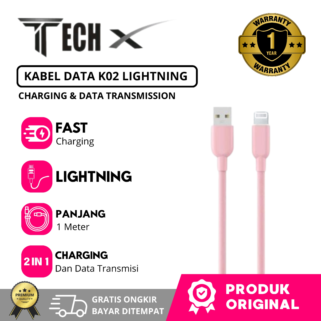 Jual KABEL DATA LIGHTNING K02 FAST CHARGING UNTUK IPHONE - PENGISIAN ...