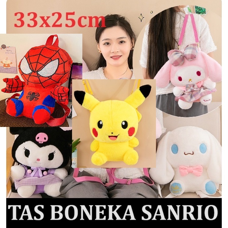 Jual Tas Boneka 3D Sanrio motif kuromi cinnamoroll my melody hello kitty pikachu spiderman anak ...