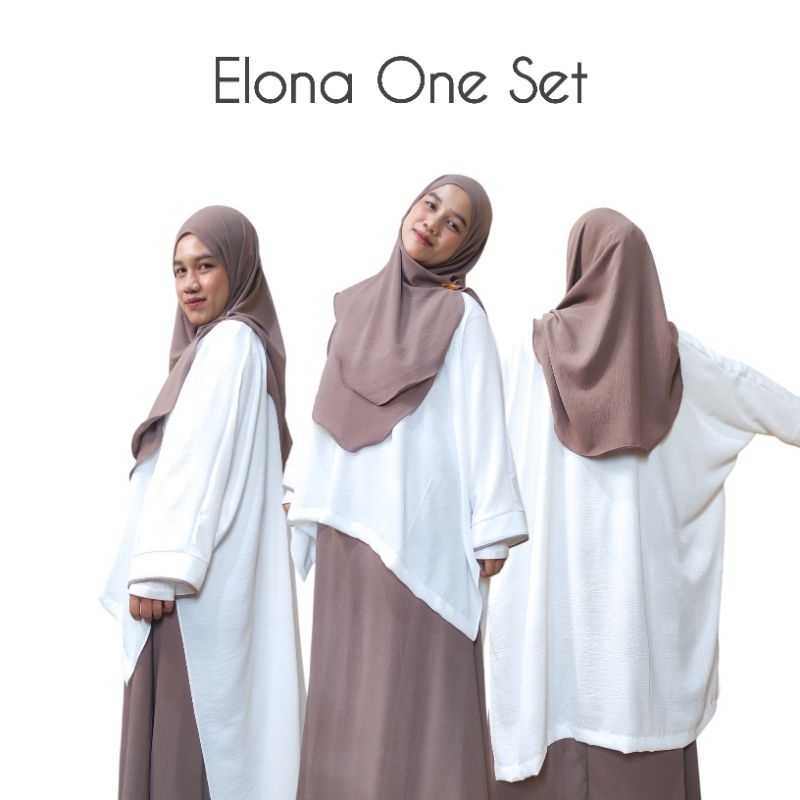 Jual Elona One Set (Tunik Rok Pashmina) / Tunik Kalong Crinkle Airflow ...