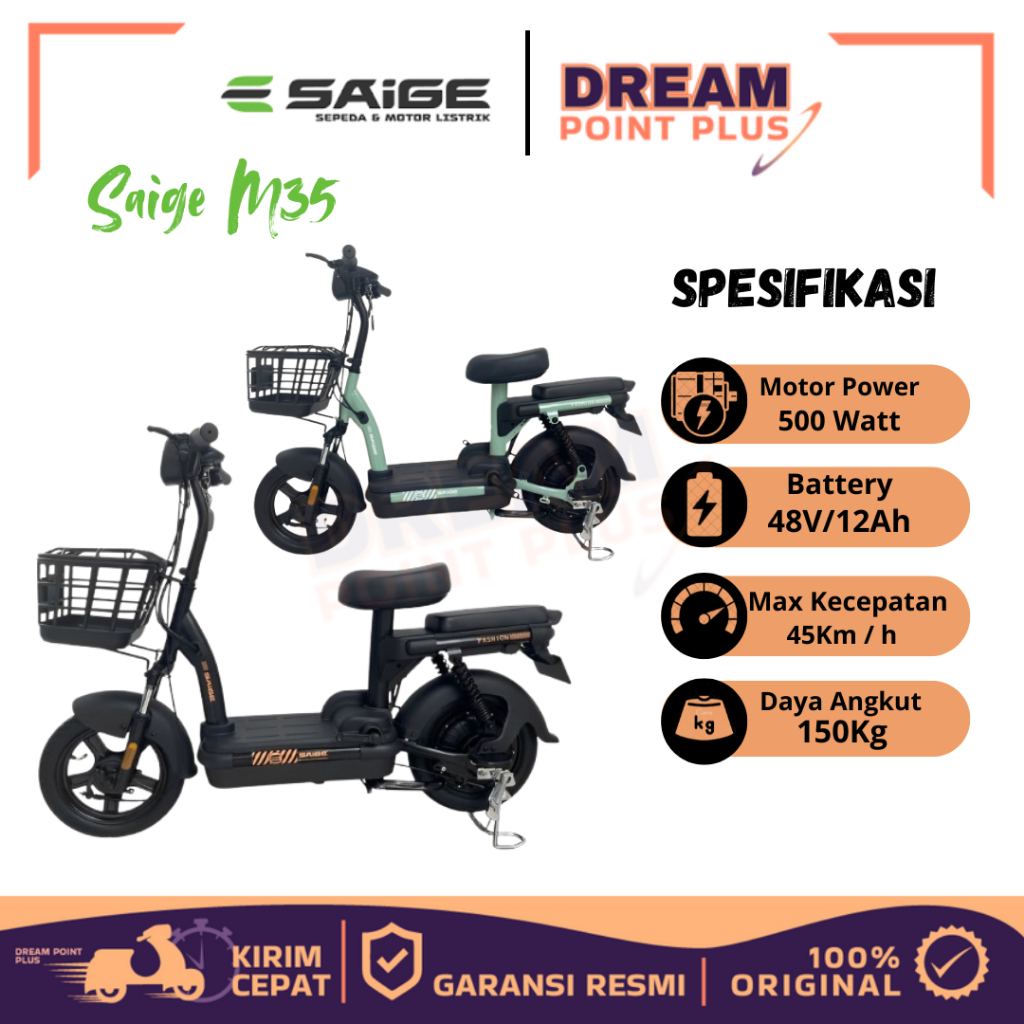 Jual Sepeda Listrik SaiGe M35 Sepedah Listrik Premium Kokoh Original ...