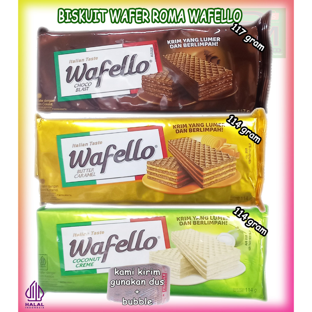 Jual Biskuit Roma Wafer Wafello Kemasan 117 Gram Ready Berbagai varian ...