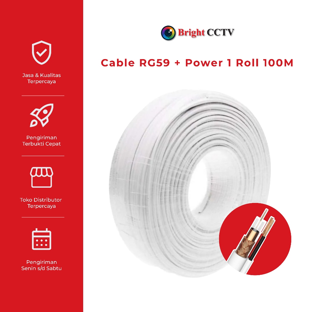 Jual Cable CCTV RG59 + Power 1 Roll 100M | Shopee Indonesia
