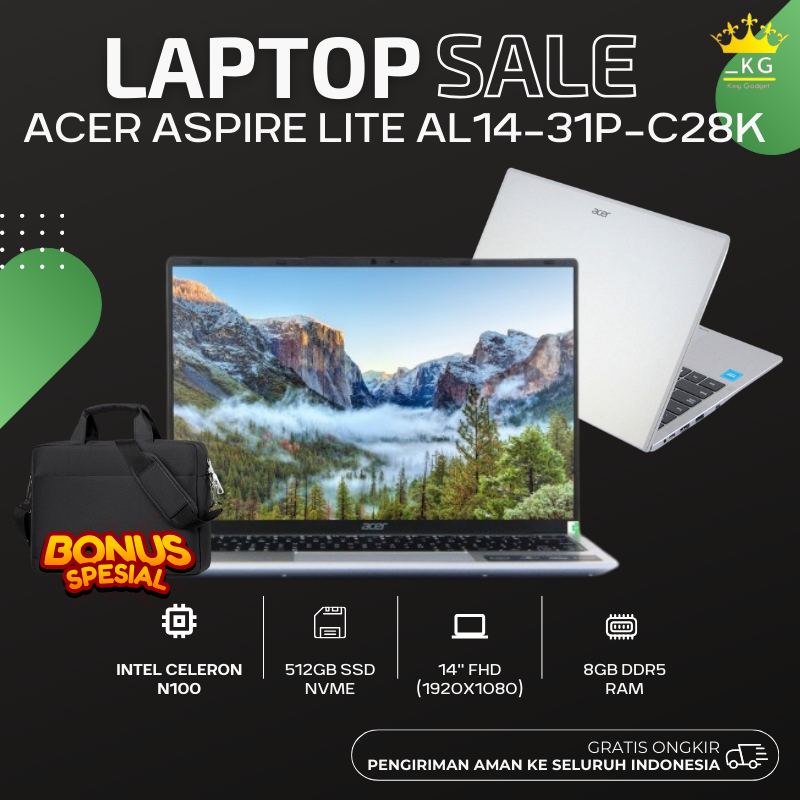 Jual LAPTOP ACER ASPIRE LITE AL14-31P-C28K INTEL N100 SSD 512GB RAM 8GB DDR5 LAYAR 14" WUXGA IPS ...