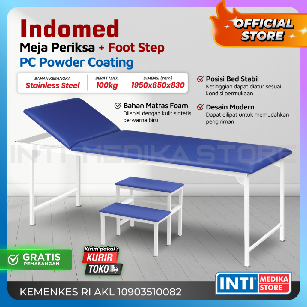 Jual INDOMED - Meja Kasur Periksa Pasien + Tangga 1 Set | Examination ...
