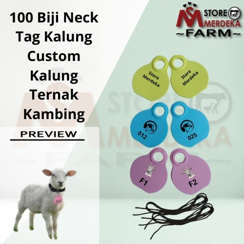 Jual 100 Biji Custom Logo Nama Farm Neck Tag Tali Kalung Kambing Domba ...