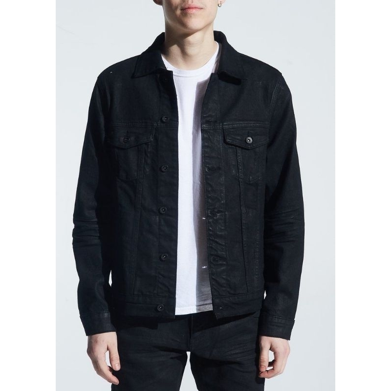 Jual Jaket Denim Hitam Polos Pria | Shopee Indonesia