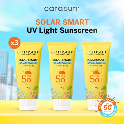 Jual CARASUN BUNDLE 3 PCS SOLAR SMART UV LIGHT SUNSCREEN 90gram ...