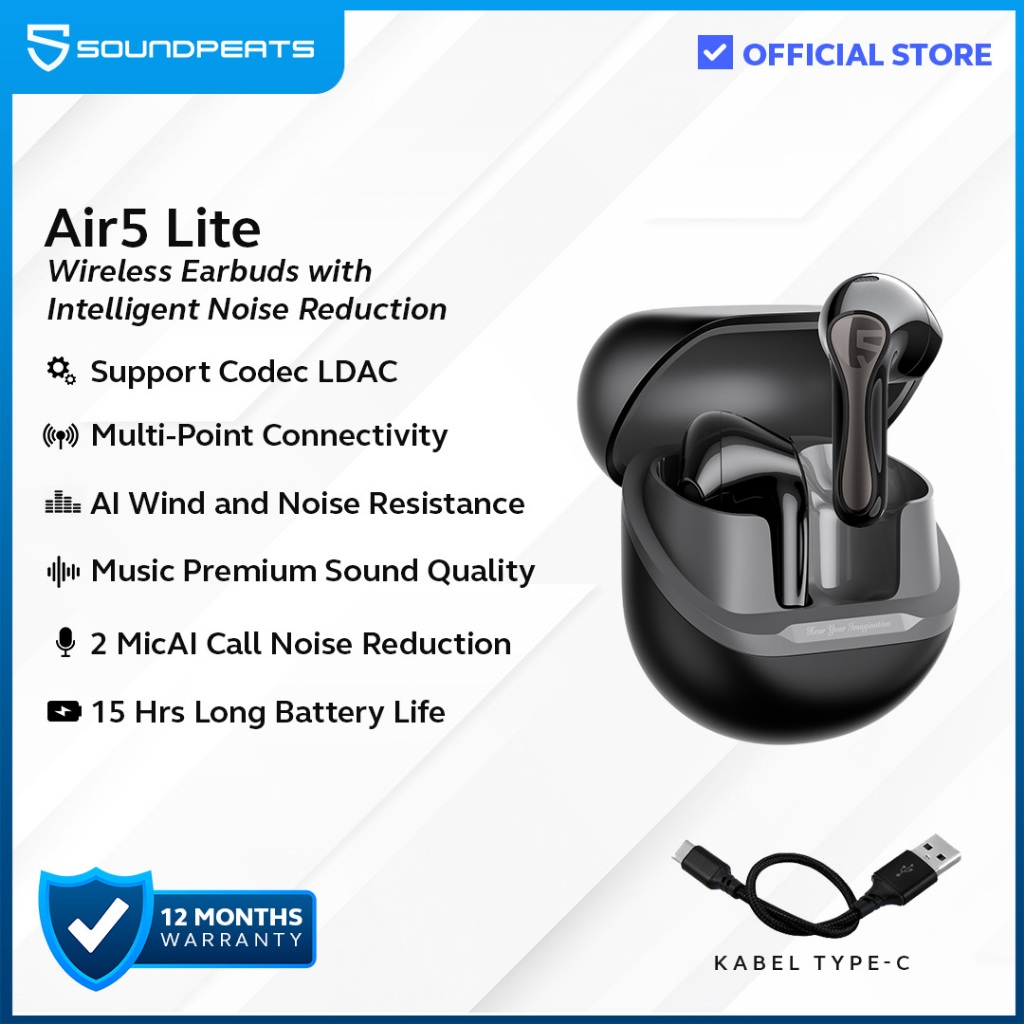Jual SoundPEATS Air5 Lite Wireless Earbuds with Intelligent Noise ...