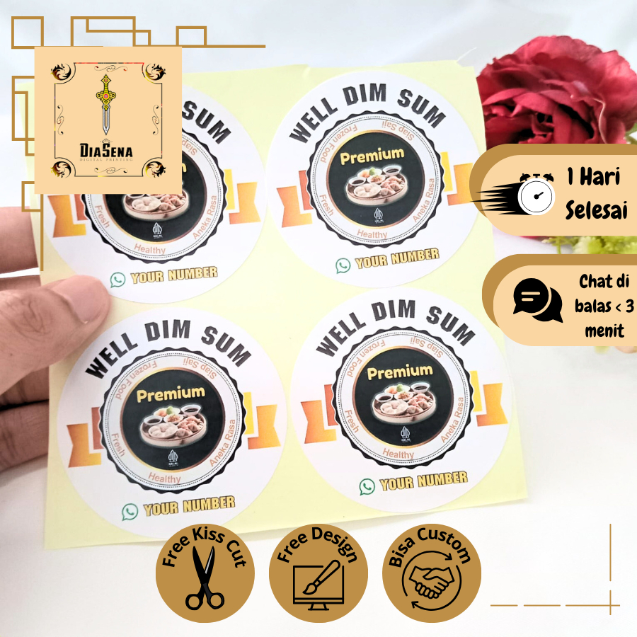 Jual Sanrida Stiker Dimsum Bentuk Bulat Murah Sticker Free Desain Dim ...