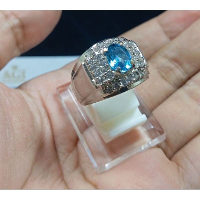 Jual CINCIN BATU PERMATA BLUE TOPAZ ASLI NATURAL LENGKAP DENGAN ...