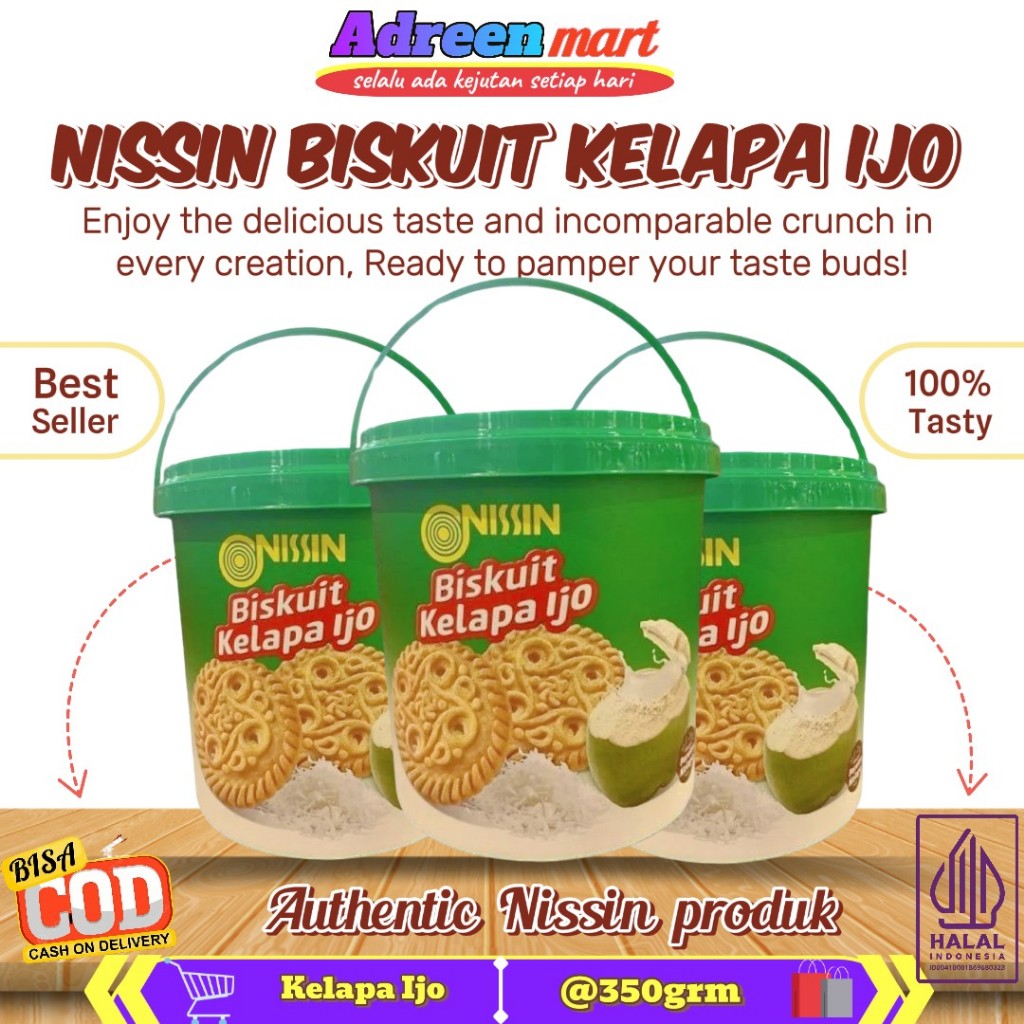 Jual Nissin biskuit kelapa ijo & soklat choco sandwich 350gr toples Lebaran | Shopee Indonesia