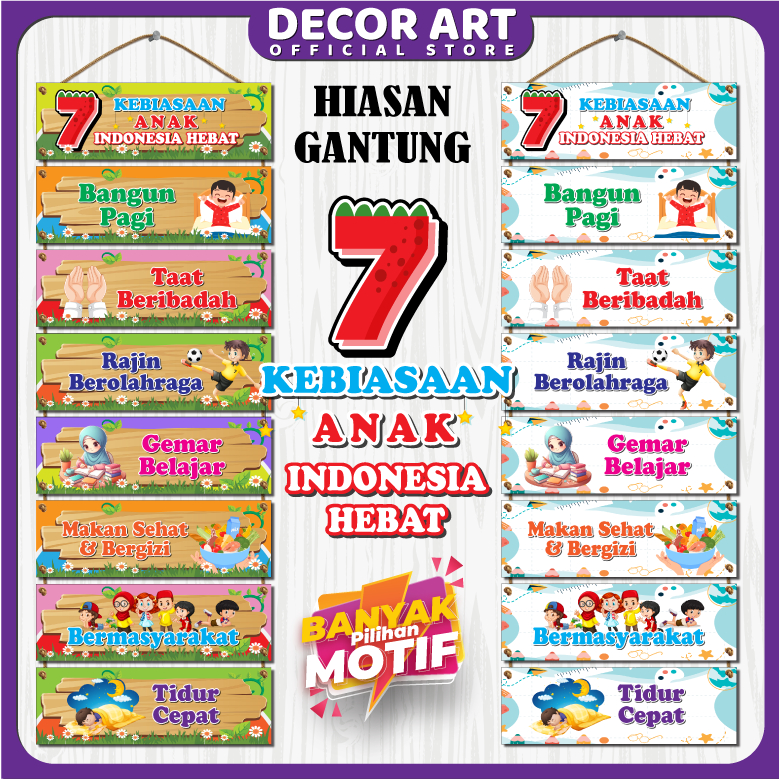 Jual RB Kins 60x20 Cm - Dekorasi Dinding Kelas 7 Kebiasaan Anak Indonesia Hebat Tipe Gantung ...