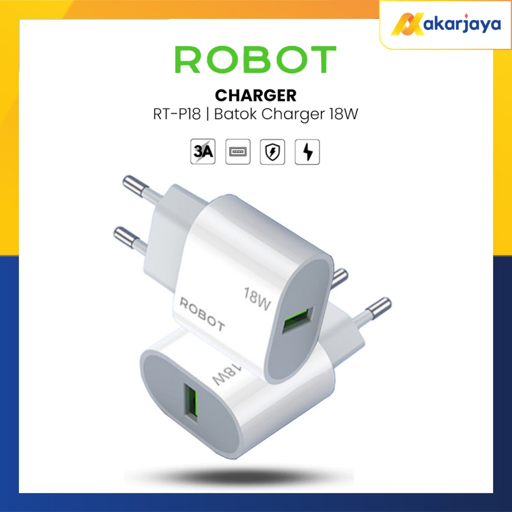Jual ROBOT RT-P18 Charger Quick Charge Travel Adapter Adaptor 3A 18W ...