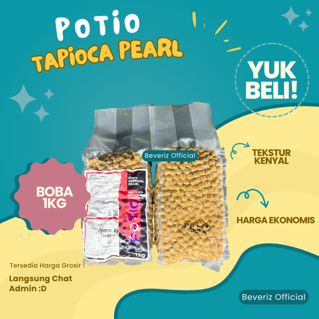 Jual BEVERIZ Potio Tapioca Pearl | Topping Minuman Boba Kekinian 1 Kg ...
