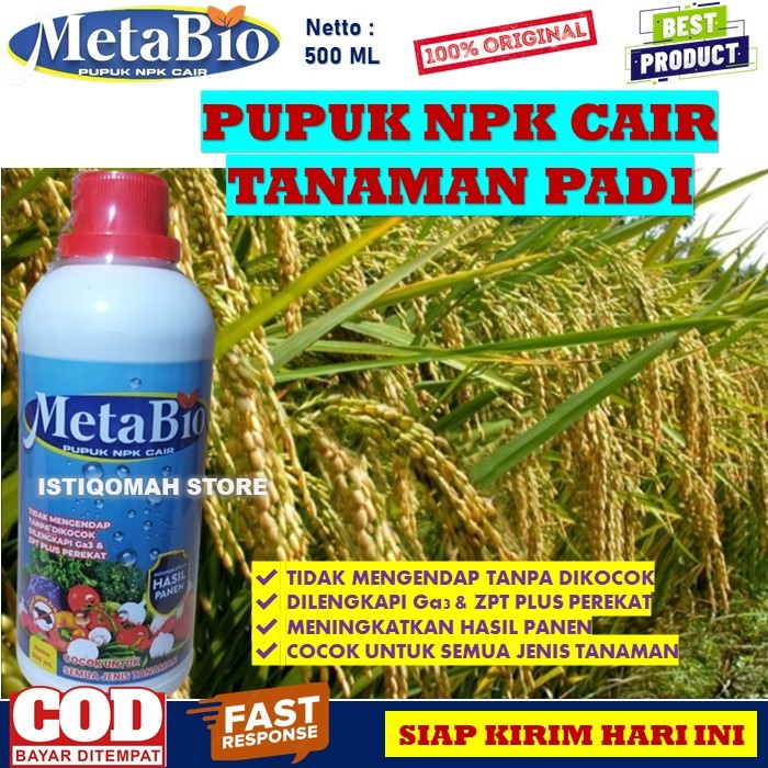 Jual Pupuk NPK Cair METABIO 500ML Pupuk Padi Bagus, Memperbanyak Bulir, Anakan, Panen Tinggi ...