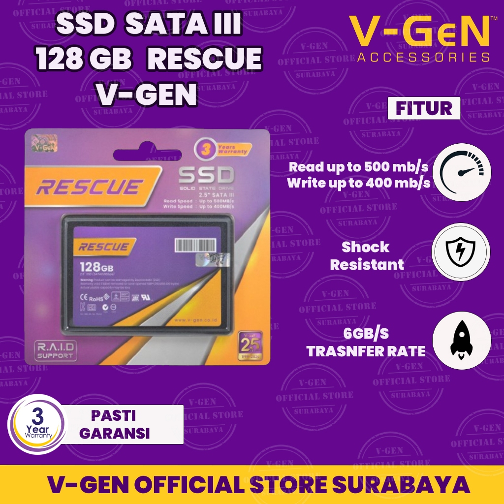 Jual SSD V-GeN Rescue 128GB SATA 3 Solid State Drive 2.5" Inch VGEN ...