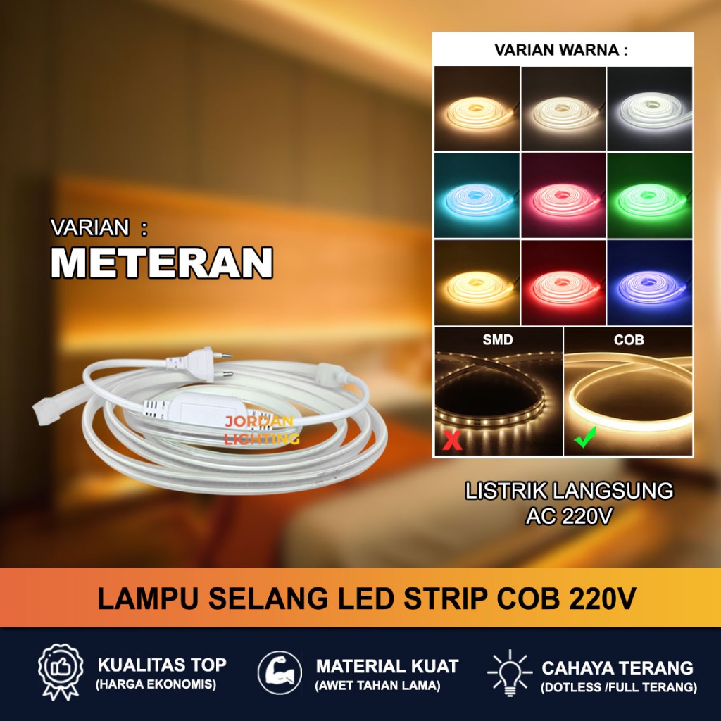 Jual LED Strip COB 220V Per Meter Outdoor, Indoor - Lampu Fleksibel ...