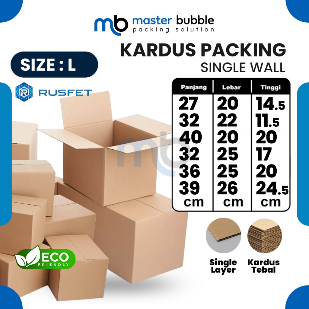 Jual Kardus Packing Dus Box Cardboard Large RUSFET Single Layer Coklat ...