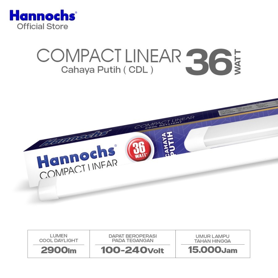 Jual Hannochs Lampu TL LED T8 Compact Linear 36 Watt Cahaya Putih ...