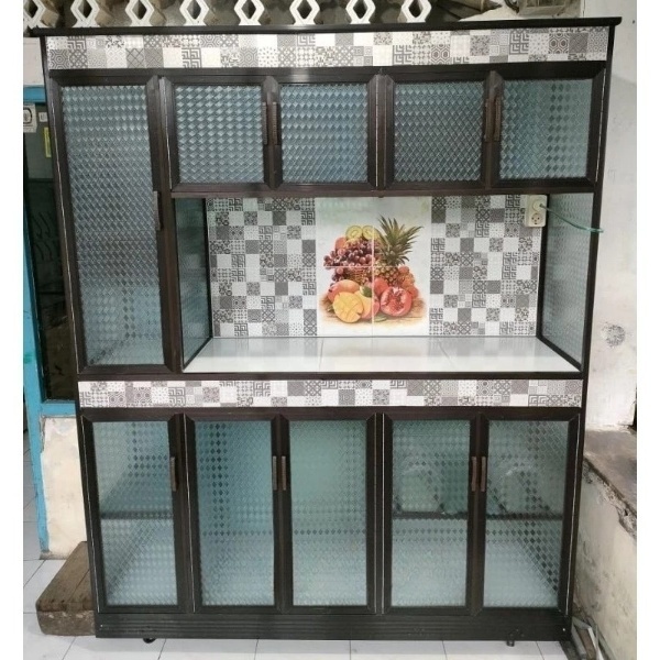 Jual RAK PIRING 5 PINTU GENDONG 1 TIANG ALUMUNIUM HOLO/LEMARI PIRING ...