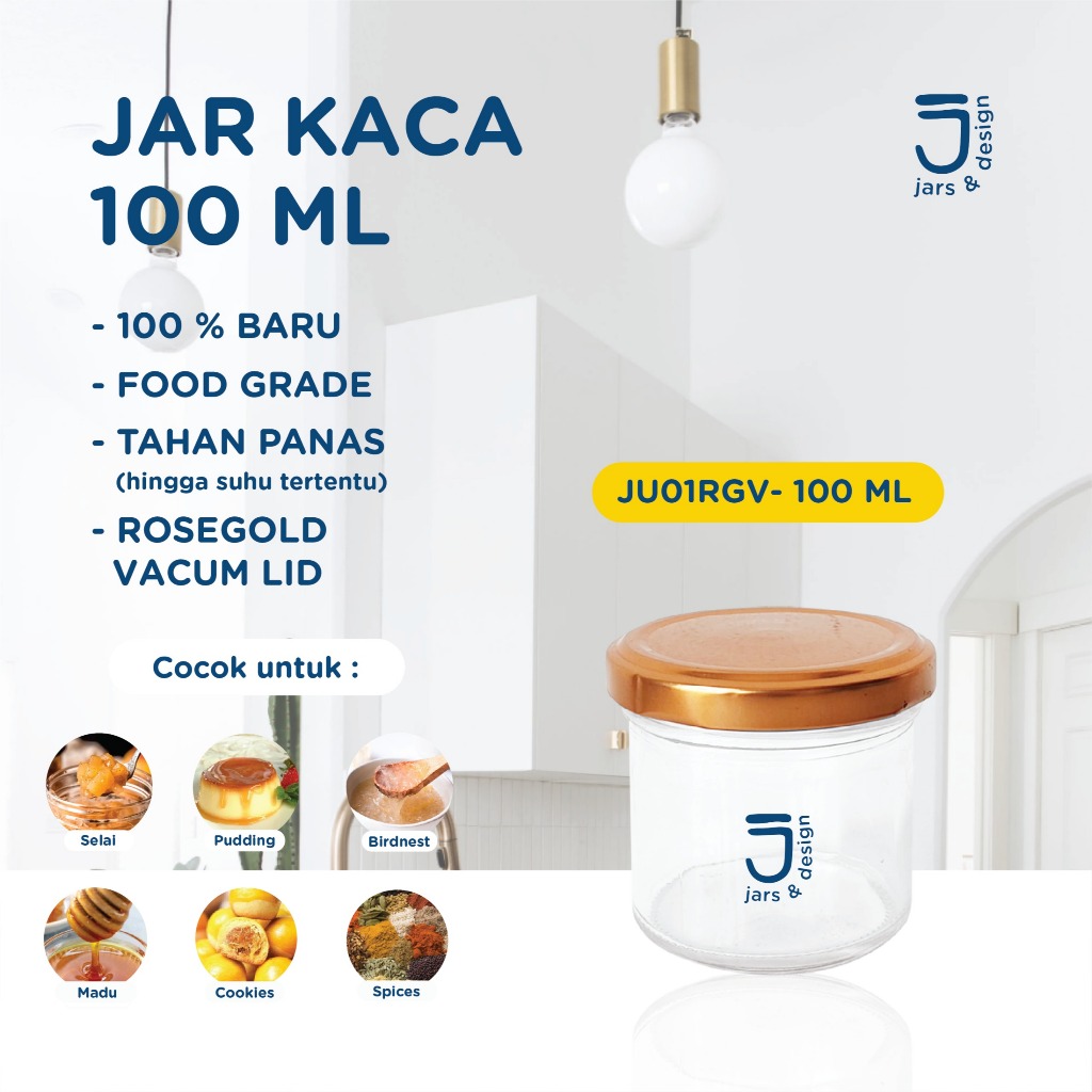 Jual JU01 - Jar Kaca Bulat 100ml Mulut Lebar/Round Glass Jar 100ml Wide ...
