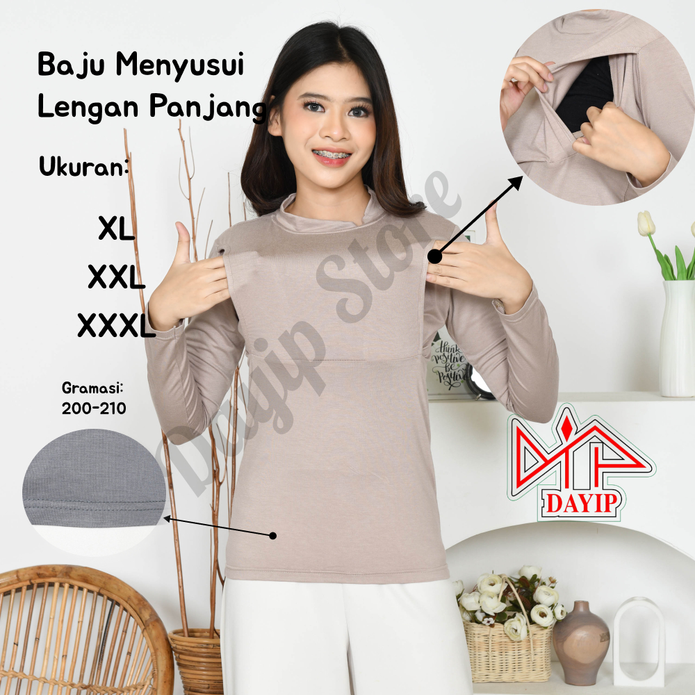 Jual Manset Inner Menyusui Lengan Panjang Basic Polos Bahan Spandek Rayon Premium | Shopee Indonesia