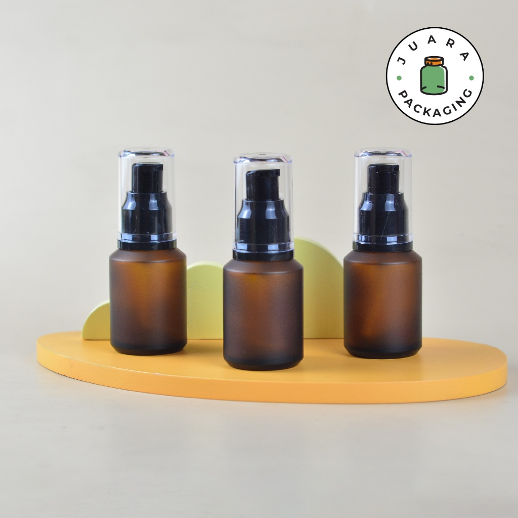 Jual Botol Kaca Amber 30ml Tutup Pump Hitam Acrylic Bening Pipet Kaca Botol Kaca Coklat Buram ...