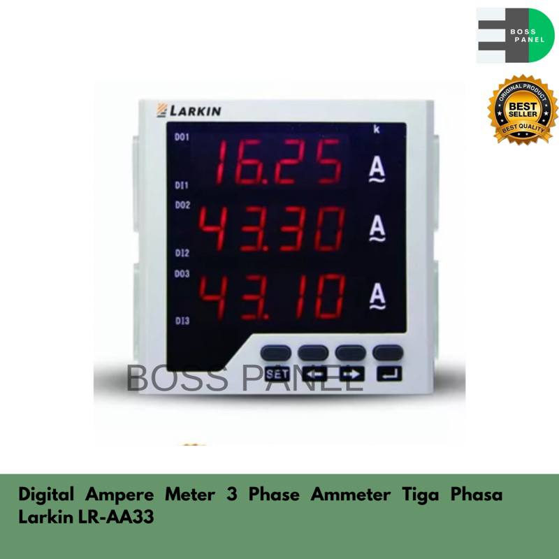 Jual Digital Ampere Meter 3 Phase Ammeter Tiga Phasa Larkin LR-AA33 ...