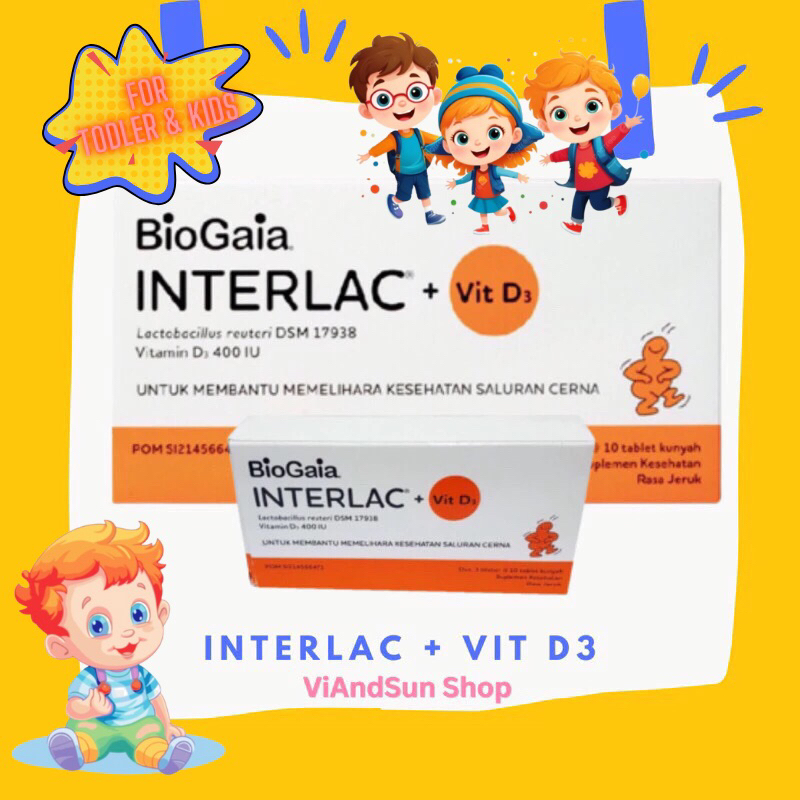 Jual Interlac Probiotik + Vit D3 400 IU - 3 Strip @ 10 Tablet | Shopee ...