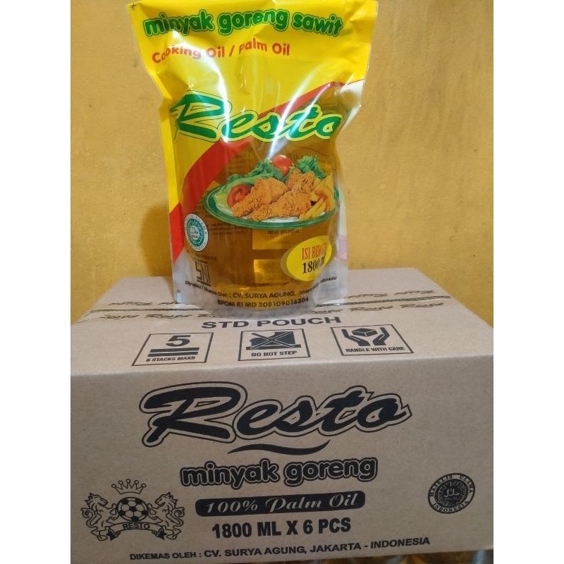 Jual Minyak goreng Resto 1800ml Pouch 1 dus isi 6pcs | Shopee Indonesia