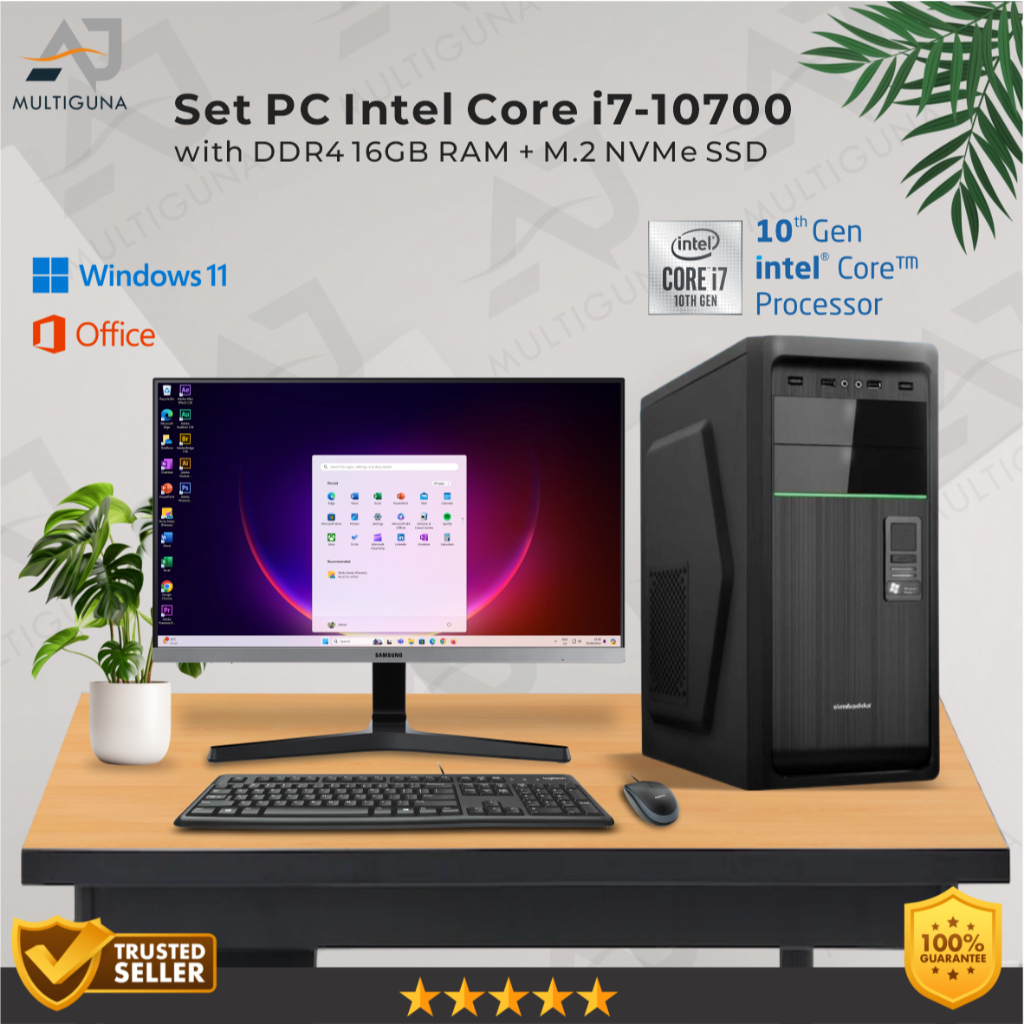 Jual Set PC Komputer Intel Core i7-10700 Gen-10 RAM 16GB SSD Rakitan Office || Frameless ...