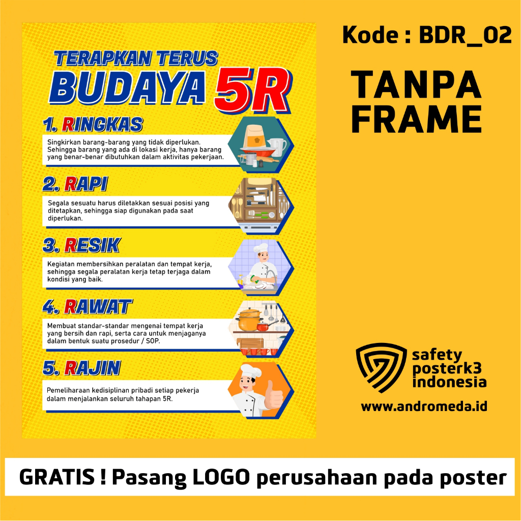 Jual Safety Poster K3 : Terapkan Terus Budaya 5R Restoran Dapur F&B ...