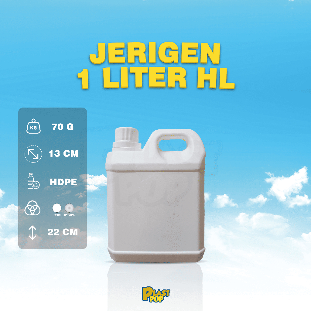 Jual (Instant & Same Day) JERIGEN 1 Liter Pendek Segel / 1 Liter Segel / 1000ml HDPE CAP AGRO ...