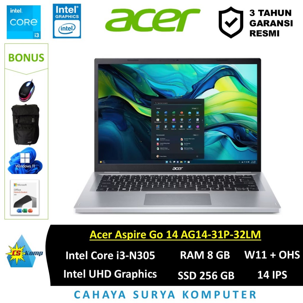 Jual Acer Aspire Go 14 AG14-31P-32LM Intel Core i3-N305 Intel UHD ...
