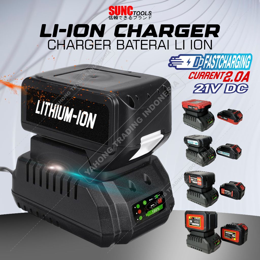 Jual SUNC TOOLS Charger Bor 21V 48V 99V Fast Charger Adaptor Casan Cas ...