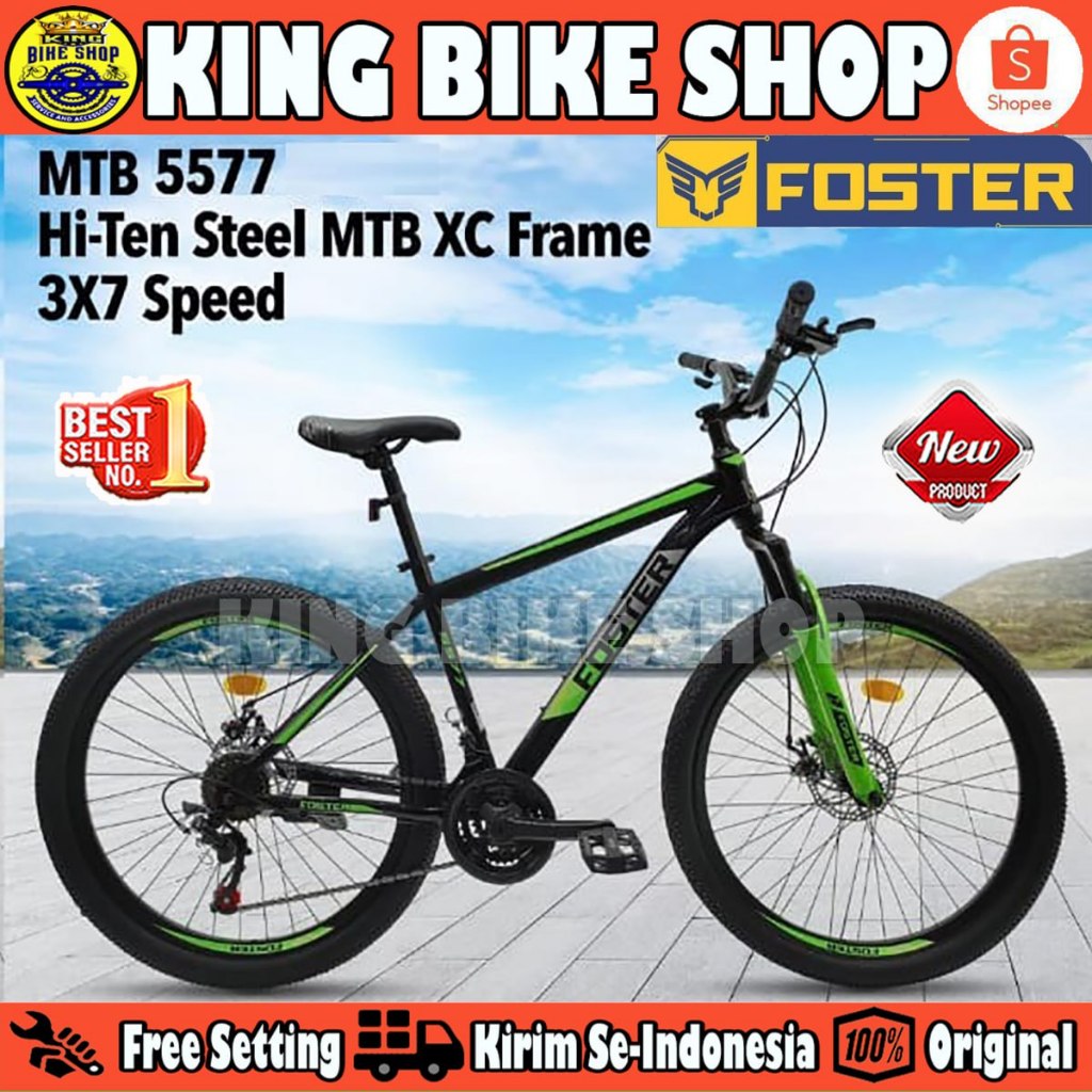 Jual Sepeda Gunung MTB FOSTER 5577 Ukuran 24 26 Inch 21 Speed Rem Cakram Dewasa Remaja | Shopee ...