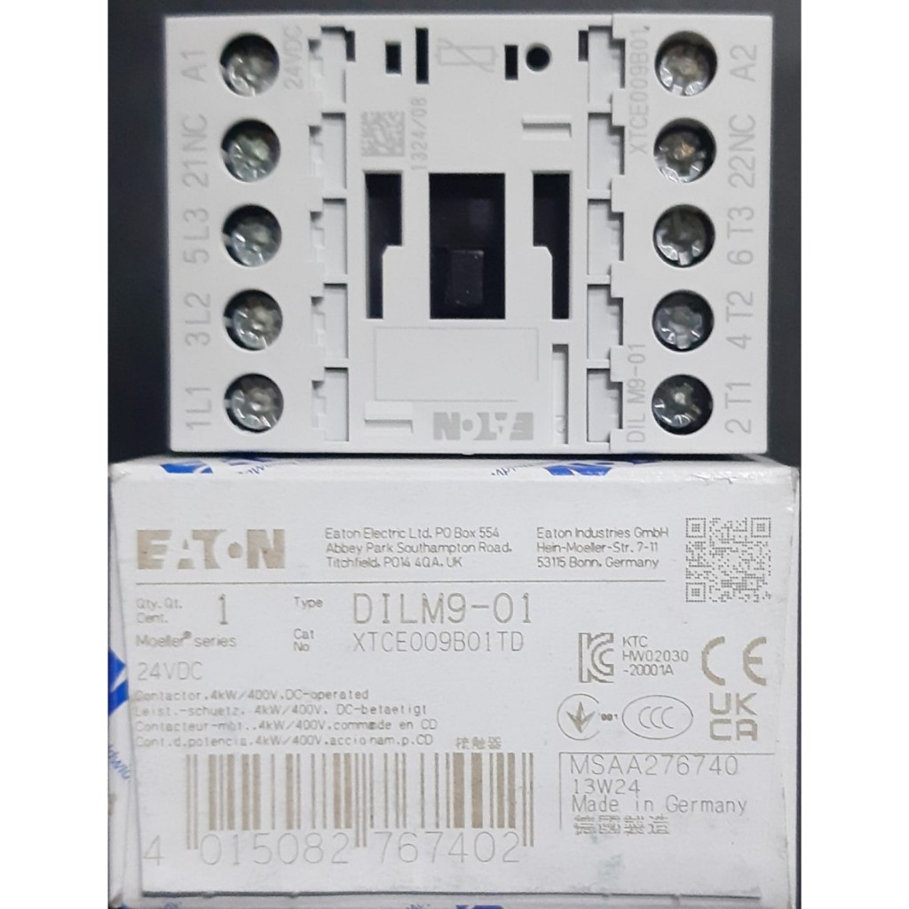 Jual EATON DILM9-01(RDC24) 276740 Contactor 4kW 1NC 24VDC EATON DILM9 ...