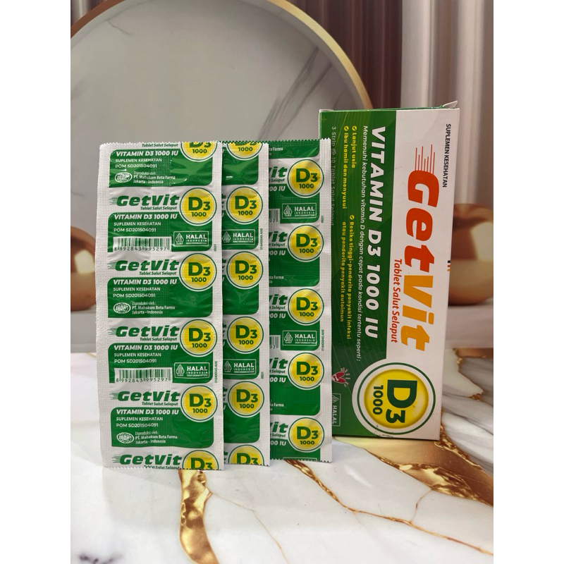 Jual VITAMIN GETVIT D3 1000 IU [ 1STRIP ] , MEMENUHI KEBUTUHAN ITAMIN D ...