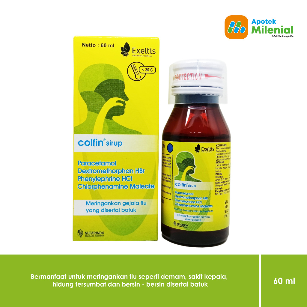 Jual Colfin Sirup 60 ml / Meringankan Gejala Flu seperti Demam, Sakit ...