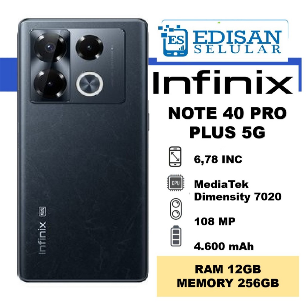 Jual Infinix Note 40 Pro+ 5G 12/256GB - Up to 24GB Extended RAM - Dimensity 7020 - 6.78” FHD+ 3D ...