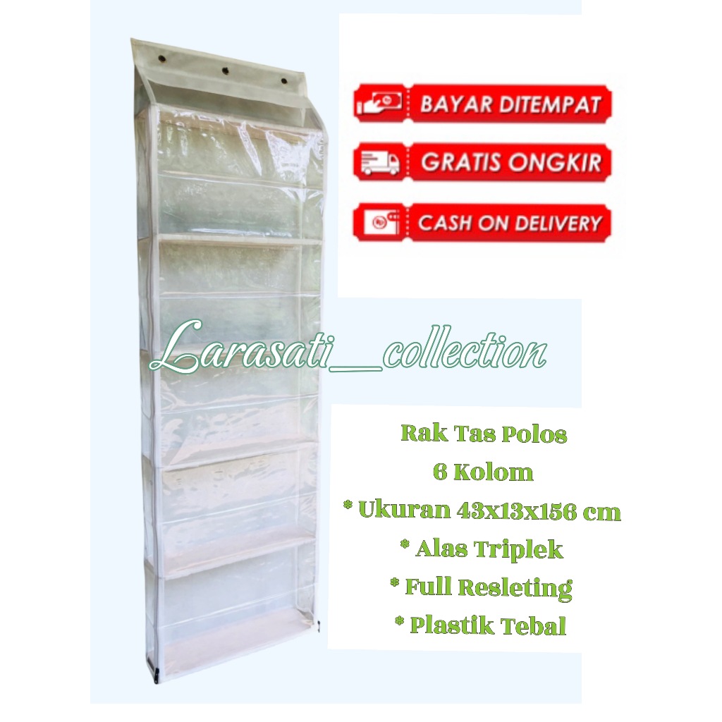 Jual Rak Tas Polos Gantung Jumbo Alas Triplek Full Sleting 6 Kolom ...