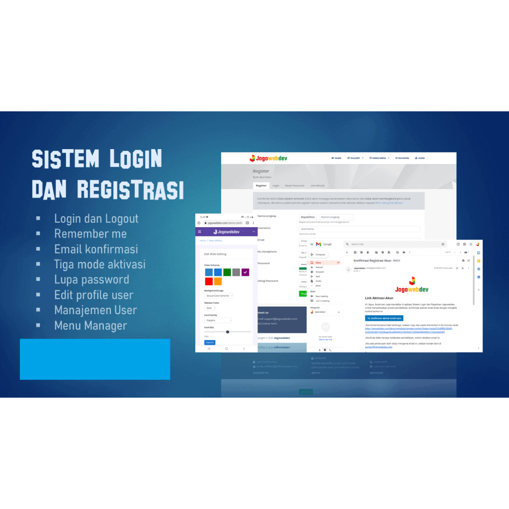 Jual Sistem Login, Remember Me, dan Registrasi Dengan Emal Konfirmasi ...