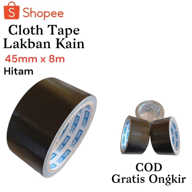 Jual Cloth tape hitam 2 inch 45mm x 8meter | Lakban Kain Hitam 45mm x ...