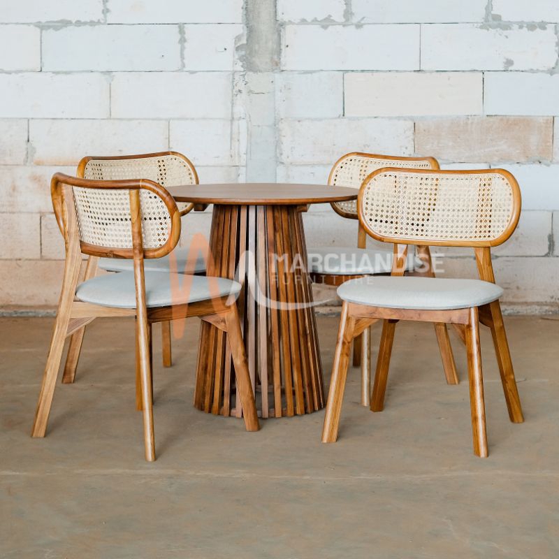 Jual Satu Set Meja Cafe Bundar Jati Minimalis - Meja Makan Resto Bulat Model Terbaru - Kursi ...