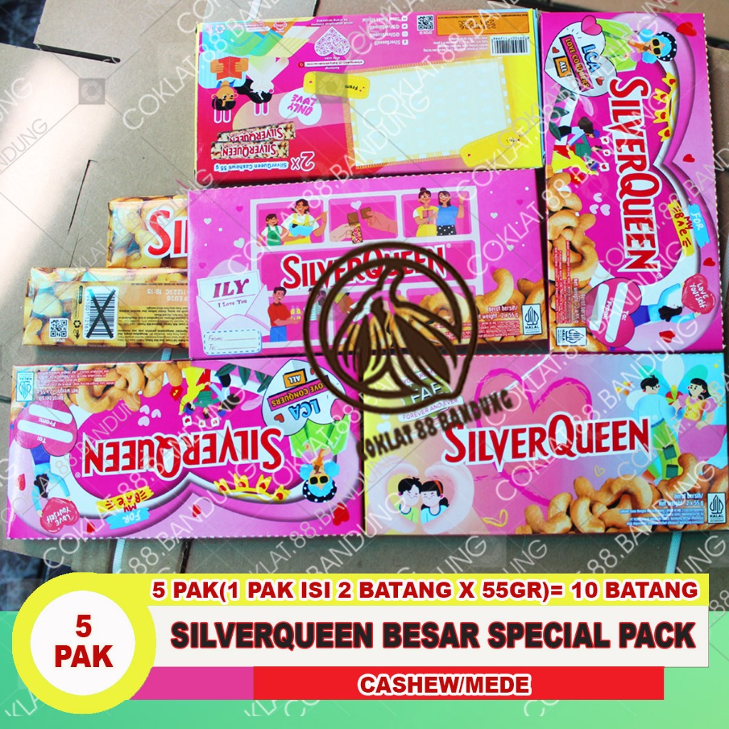 Jual SilverQueen 55gr Box Isi 10 Coklat Almond Mede Mix - Edisi Spesial ...