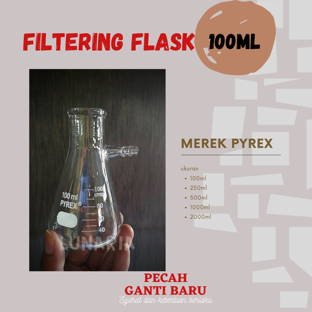Jual FILTERING FLASK / ERLENMEYER PIPA SAMPING MERK PYREX | Shopee ...