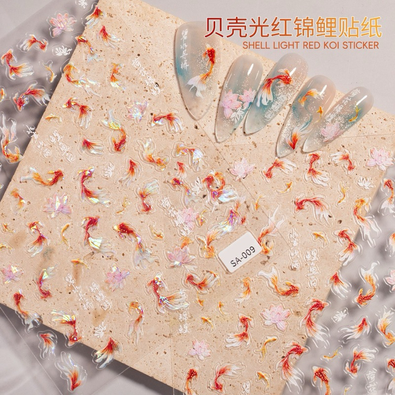 Jual (1pcs) H225 Sticker Nail Art Decoration 3D Goldfish / Sticker Kuku ...