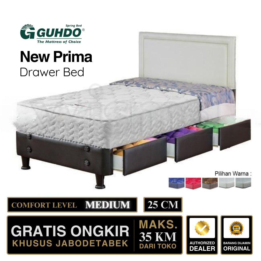 Jual Springbed Laci Set Kasur Guhdo / Drawer Bed New Prima Putih Merah ...