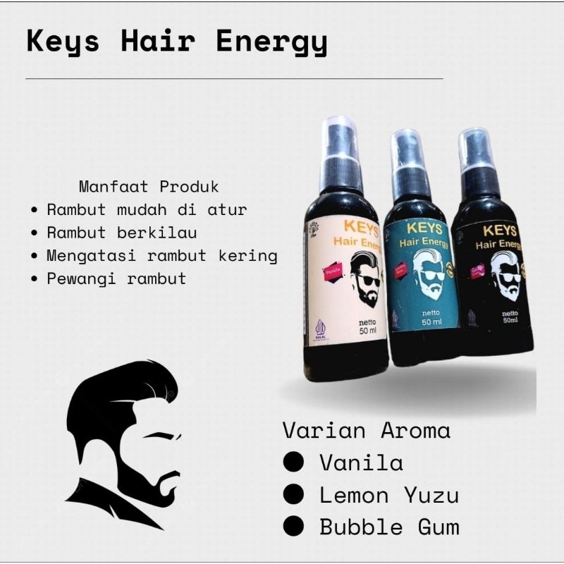 Jual Minyak Rambut Pria Keys Hair Energy 50 ml Solusi Untuk Rambut ...